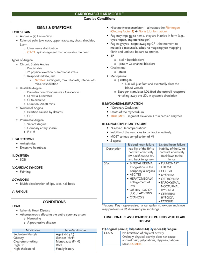 Cardiac Module - Cardiac Conditions | PDF | Myocardial Infarction | Heart