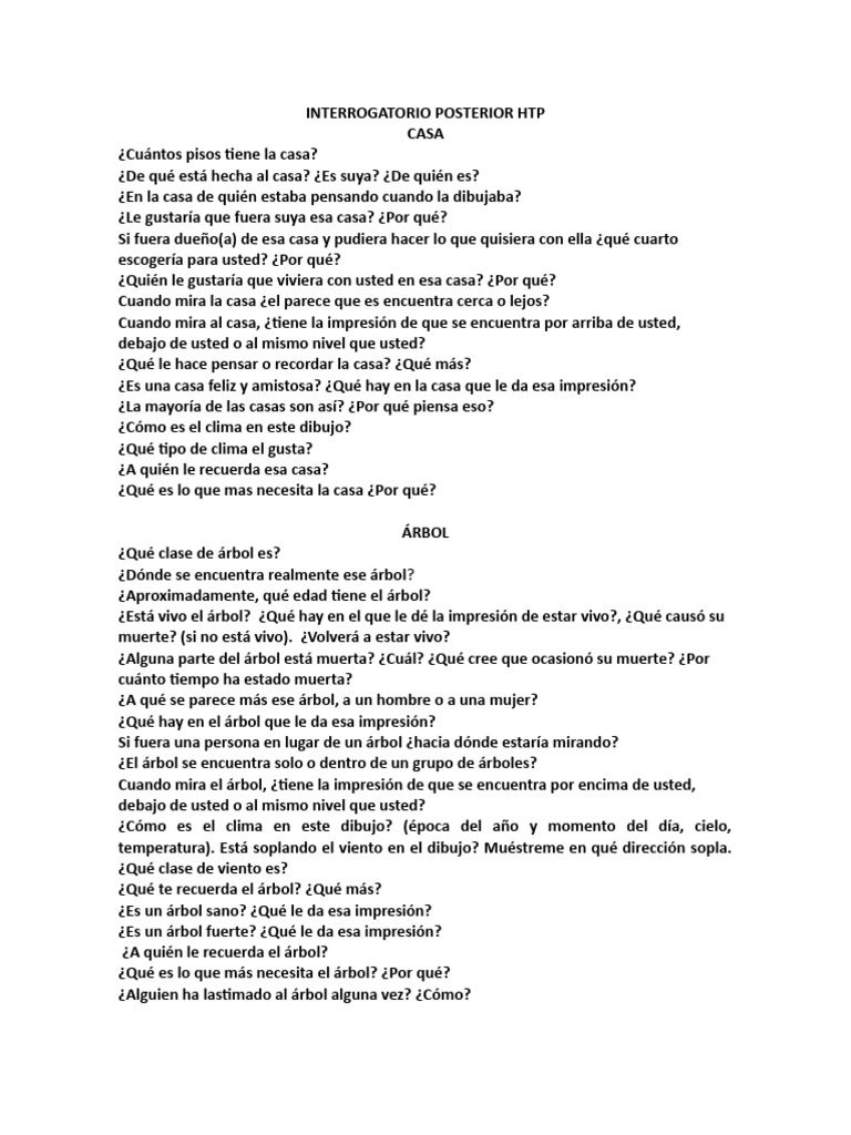 Interrogatorio Posterior HTP | PDF