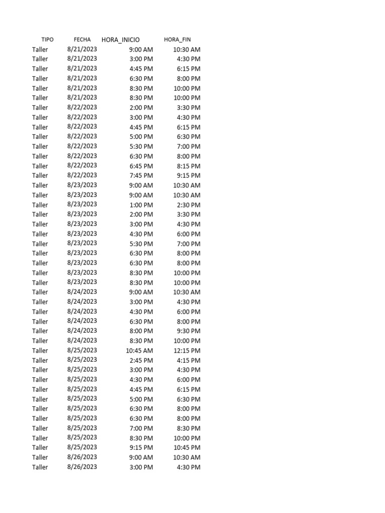 Talleres Programados Prog - T&T s2 s3 y s4 - Cxaxqm | PDF