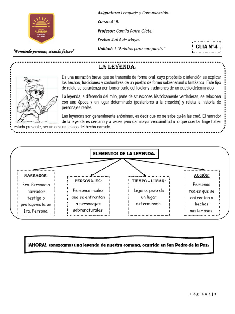 GUIA-4-LENGUAJE-4°B | PDF | Leyendas