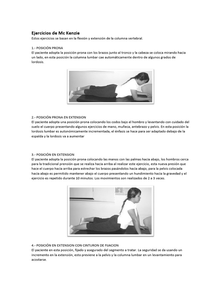 Ejercicios de Mckenzie | PDF | La columna vertebral | Rodilla