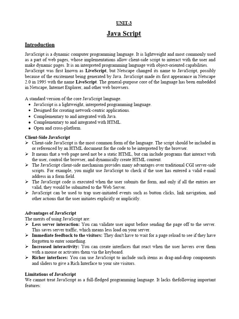 Unit-III (KCS602) | PDF | Ajax (Programming) | Dynamic Web Page Unit-III (KCS602) | PDF | Ajax (Programming) | Dynamic Web Page