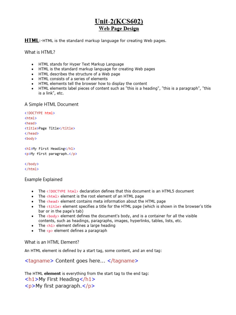 Unit-II Web Tech | PDF | Hyperlink | Html Element
