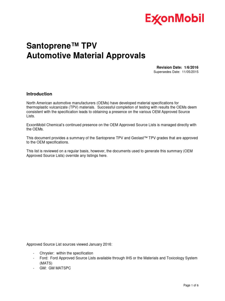 Santoprene Automotive Material | PDF