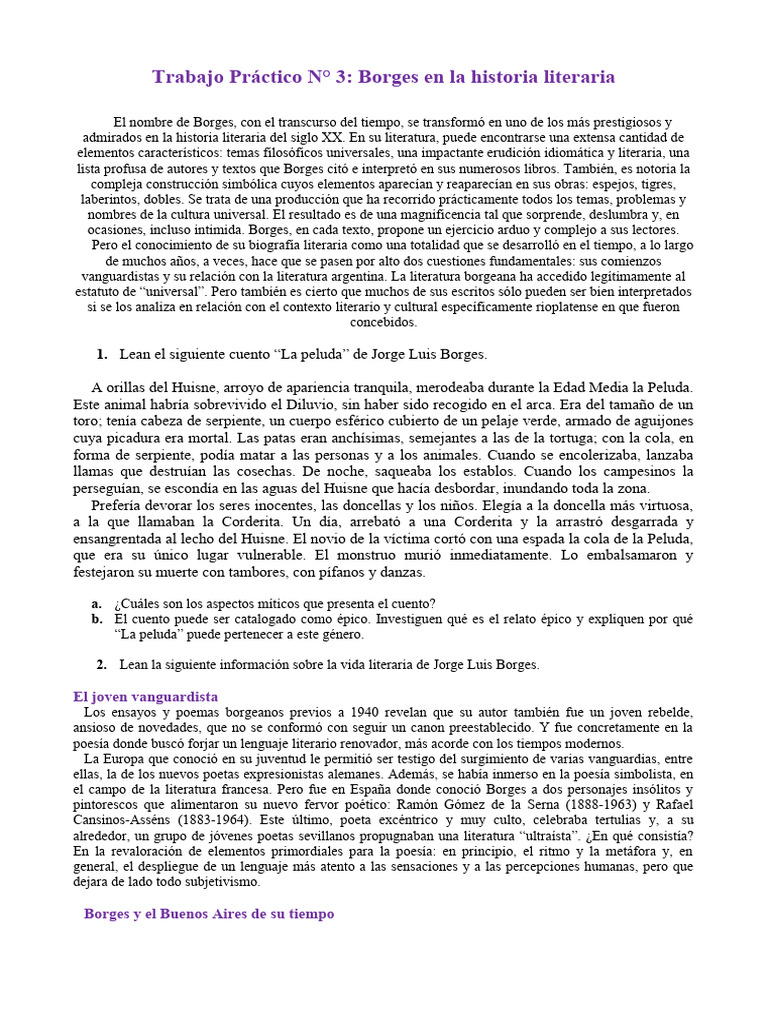 Trabajo Práctico Borges en La Historia Literaria | PDF