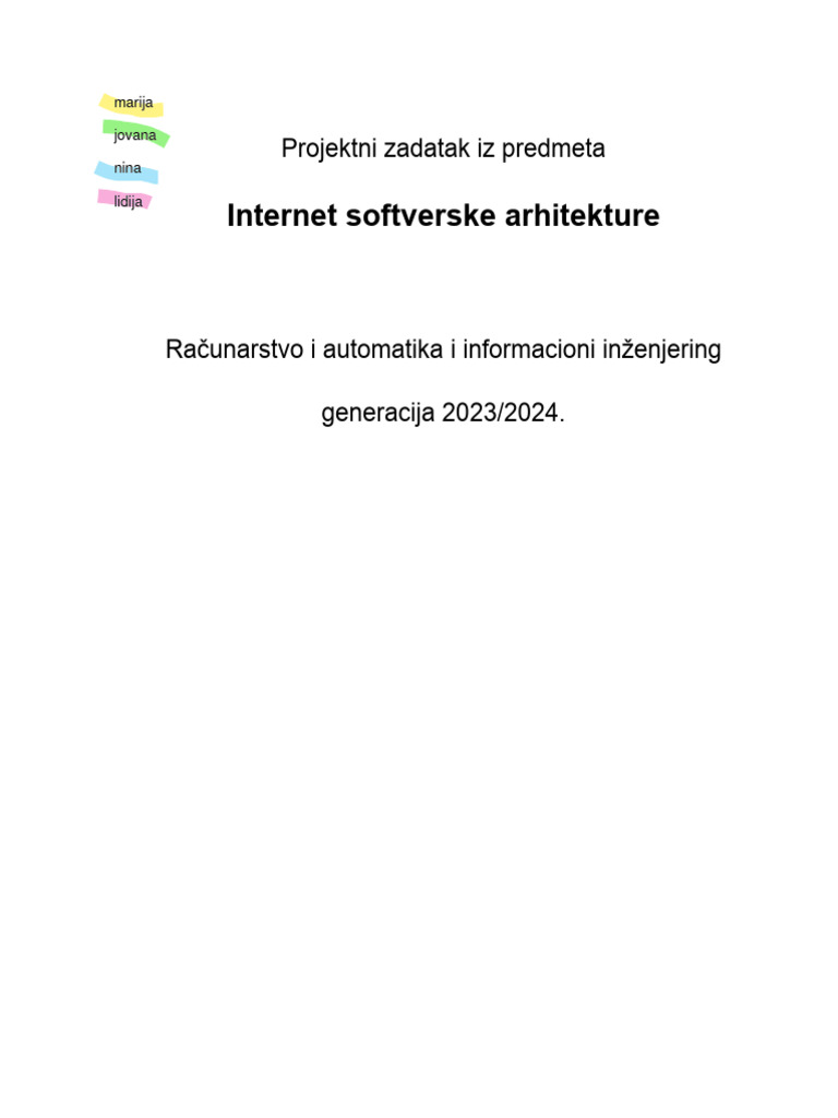 Specifikacija Projekta E2-In ISA 2023 2024 | PDF