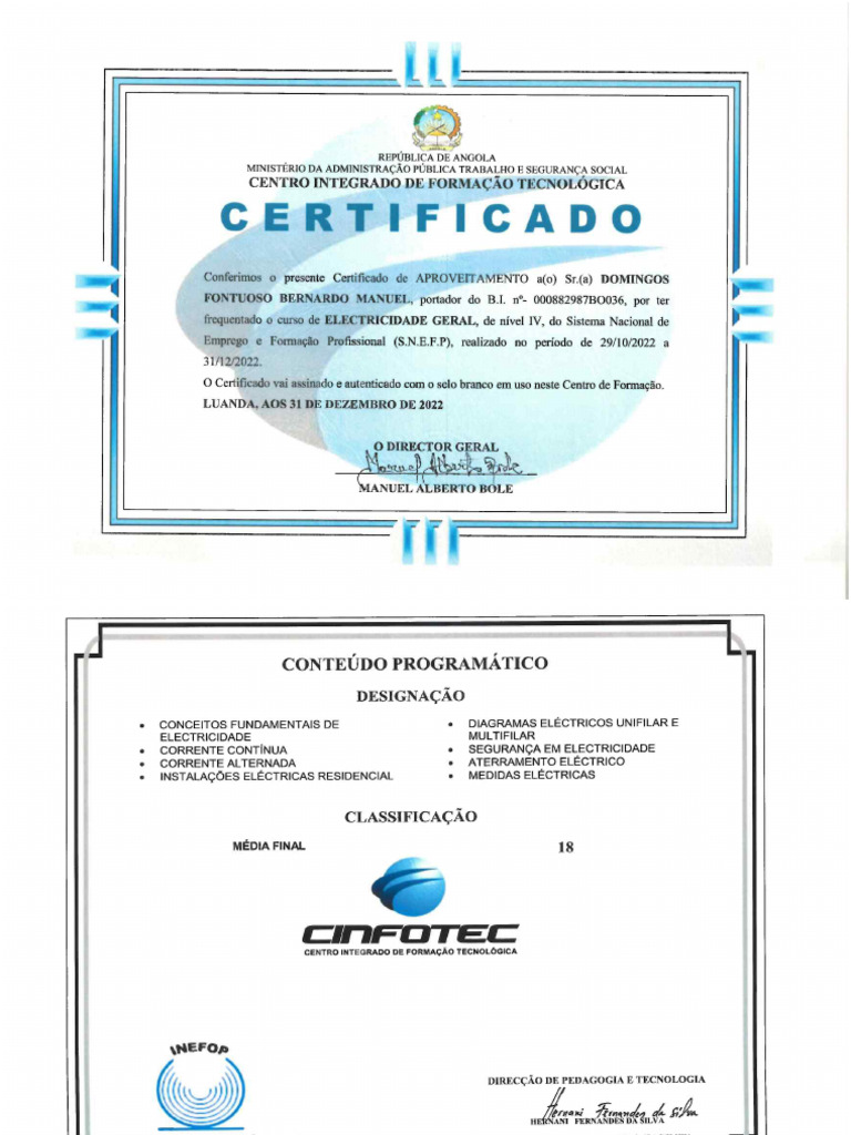Cert. EletricidadeGeral | PDF