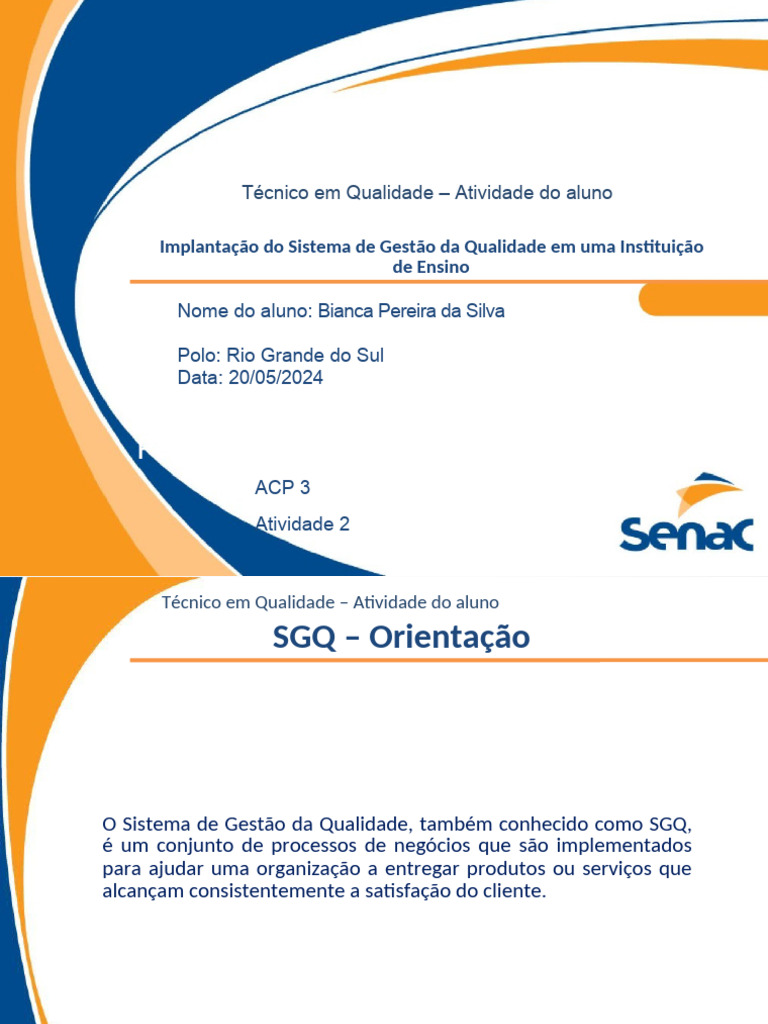 Atividade2 ACP3 | PDF | Qualidade (negócios) | Gestão de qualidade