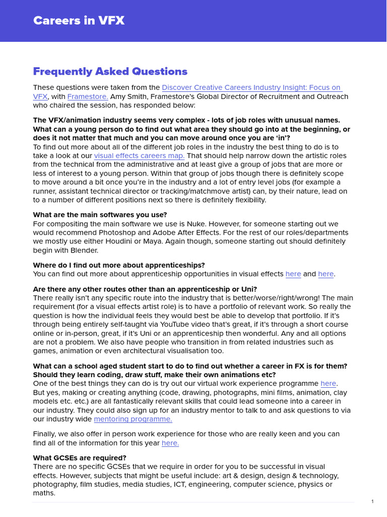 Careers in VFX Faqs | PDF | Artificial Intelligence | Intelligence (AI) & Semantics