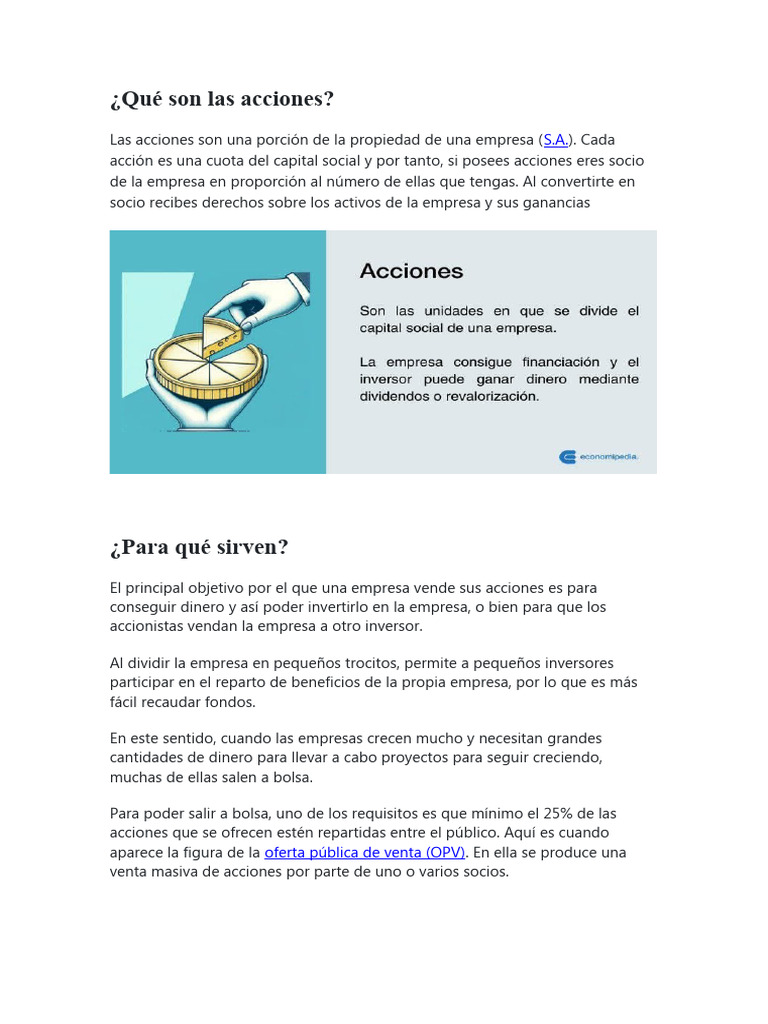 Qué son las acciones | PDF | Compartir (Finanzas) | Inversiones