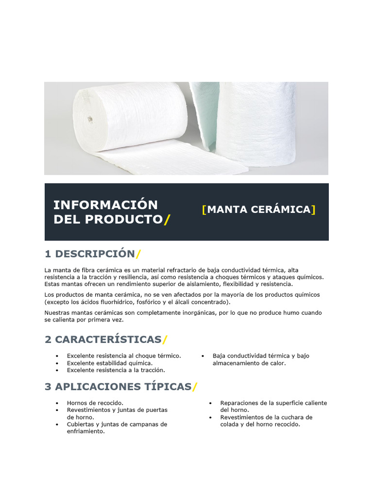 FichaTecnica_MANTA | PDF | Materiales | Ciencias fisicas