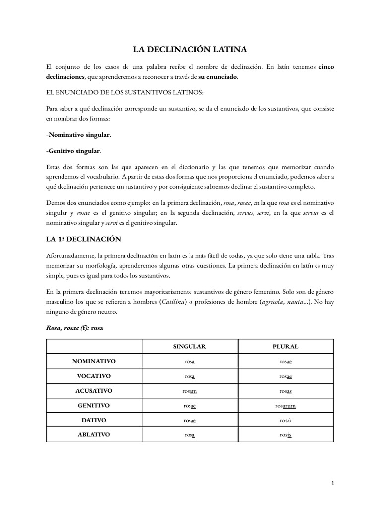 La Declinación Latina | PDF | Género gramatical | Semántica