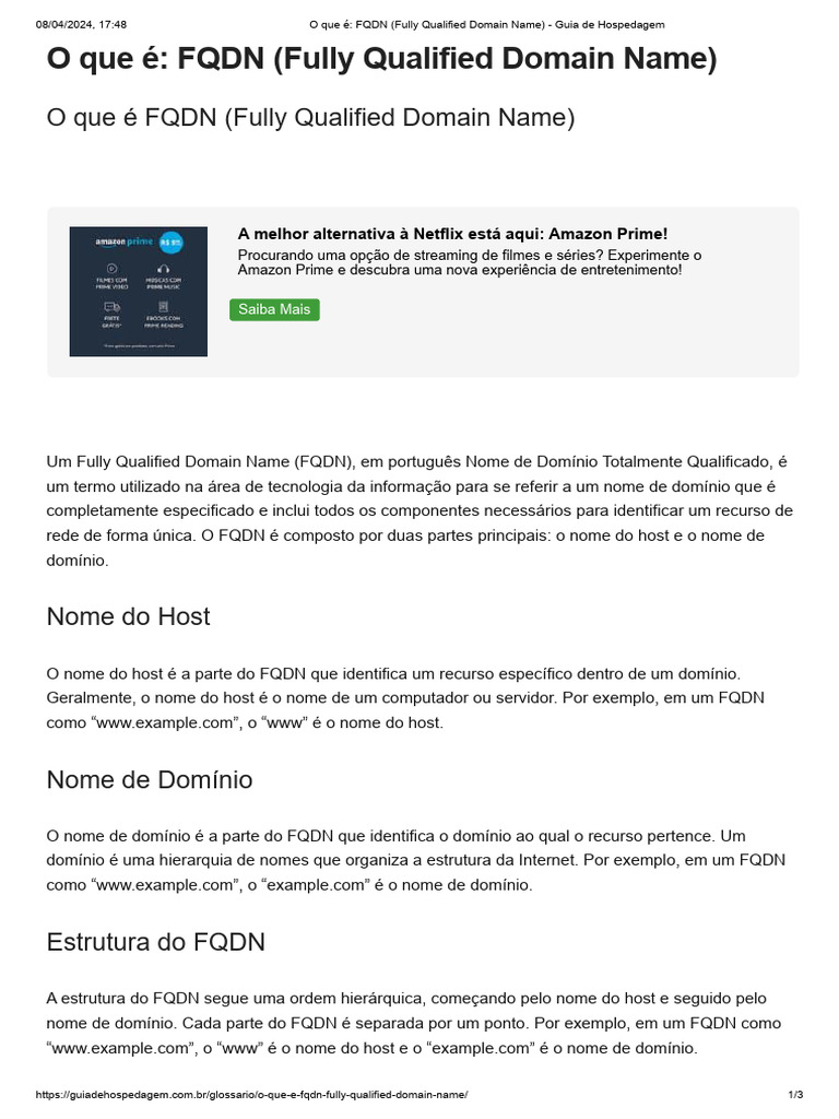 O Que É - FQDN (Fully Qualified Domain Name) - Guia de Hospedagem | PDF ...