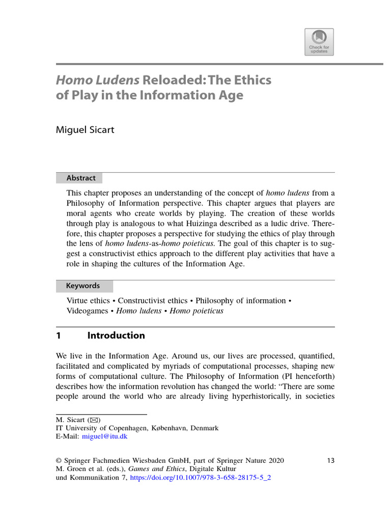 Homo Ludens Reloaded | PDF | Immanuel Kant | Constructivism (Philosophy ...