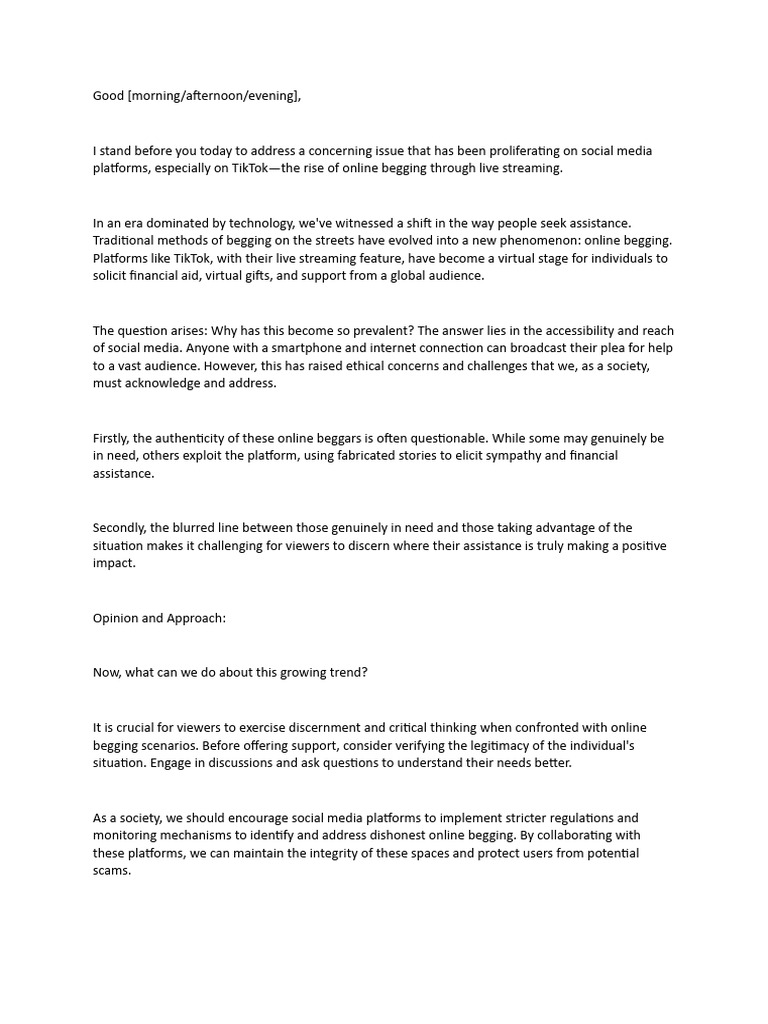 The Rise of Online Begging on TikTok | PDF