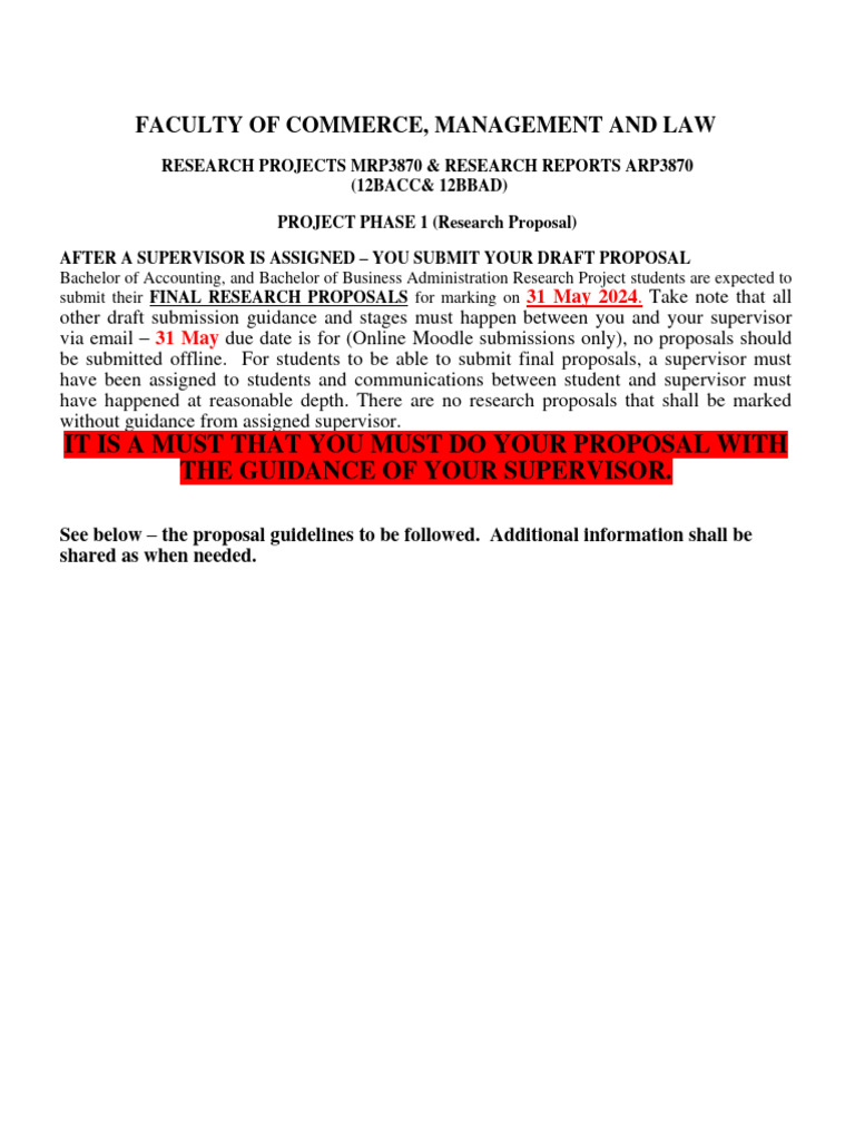 Research Project - Proposal Guidelines 2024 | PDF | Methodology | Data