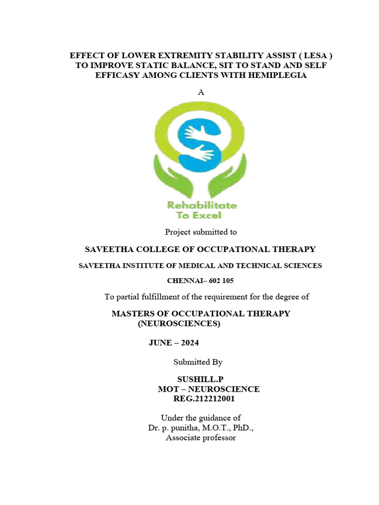 Sushill Research - PG | PDF | Balance (Ability) | Self Efficacy