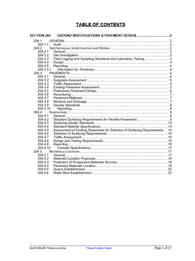 Section 204 Ground Investigations and Pavement Design | PDF | Road ...
