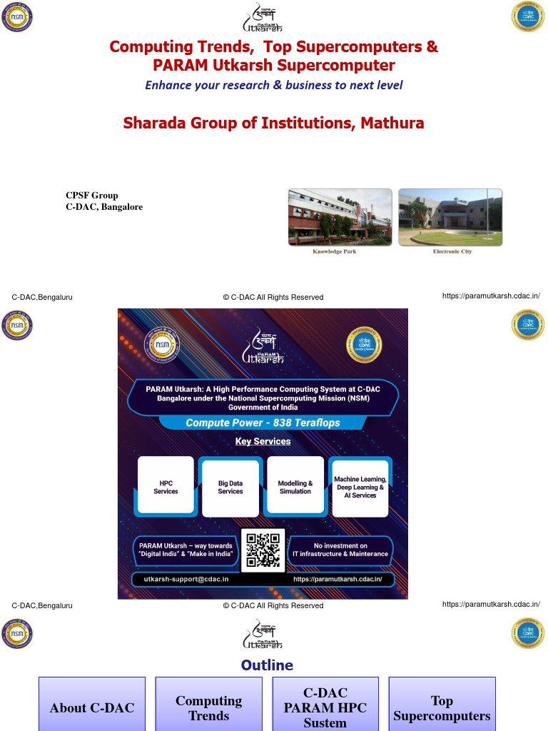 Session1 PARAM Utkarsh SaradaUniversity Mathura | PDF | Supercomputer | Computer Programming