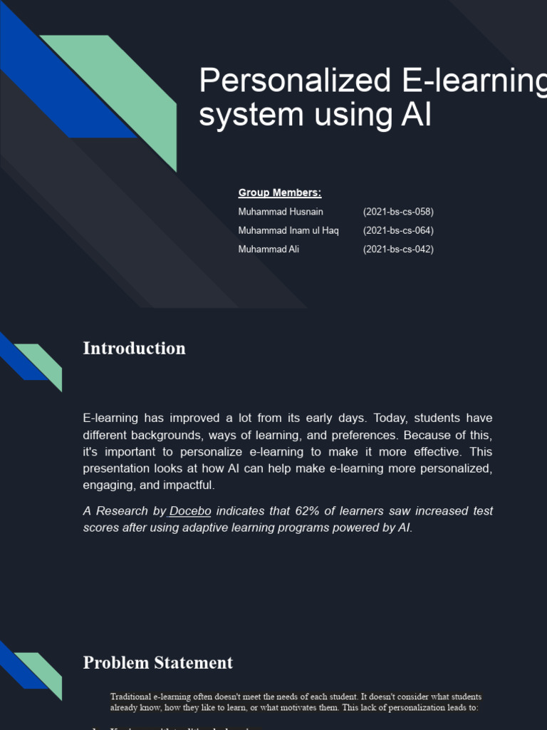 Personalized E-Learning System Using AI | PDF | Artificial Intelligence | Intelligence (AI ...
