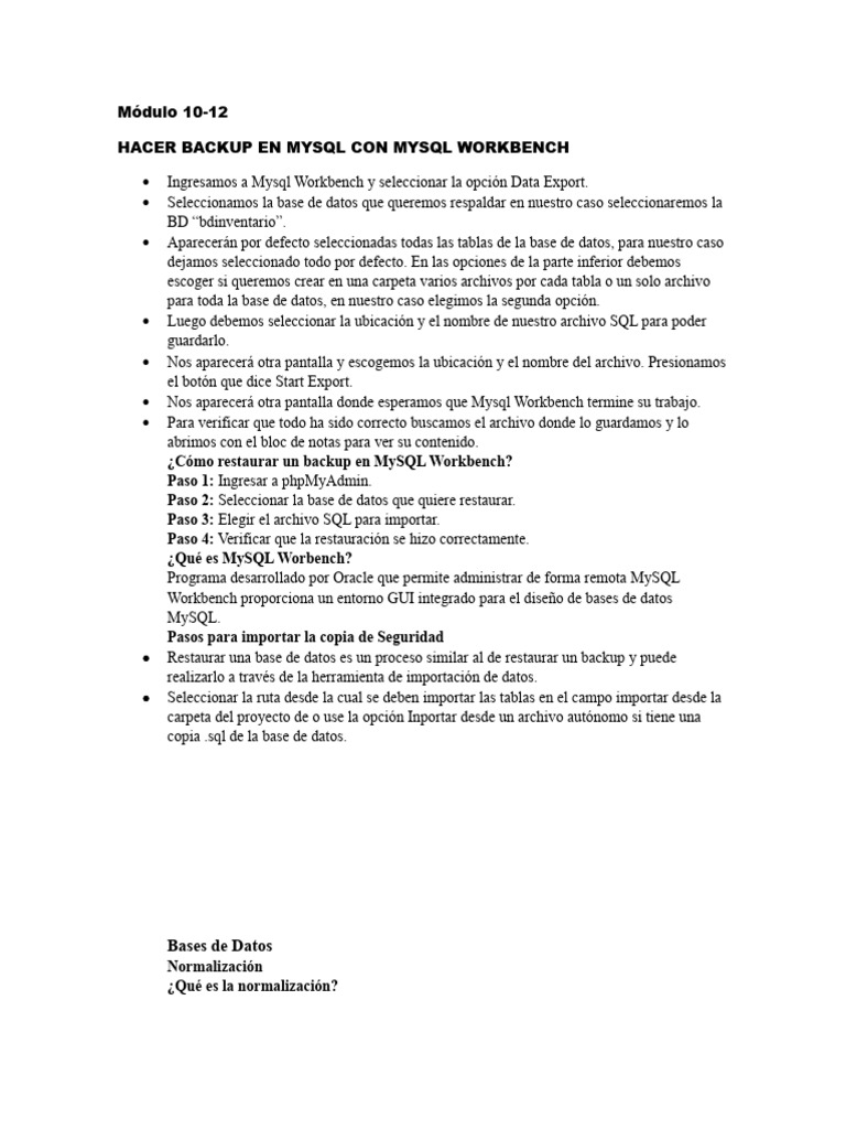 Modulo 10-12 | PDF | Mi sql | Bases de datos