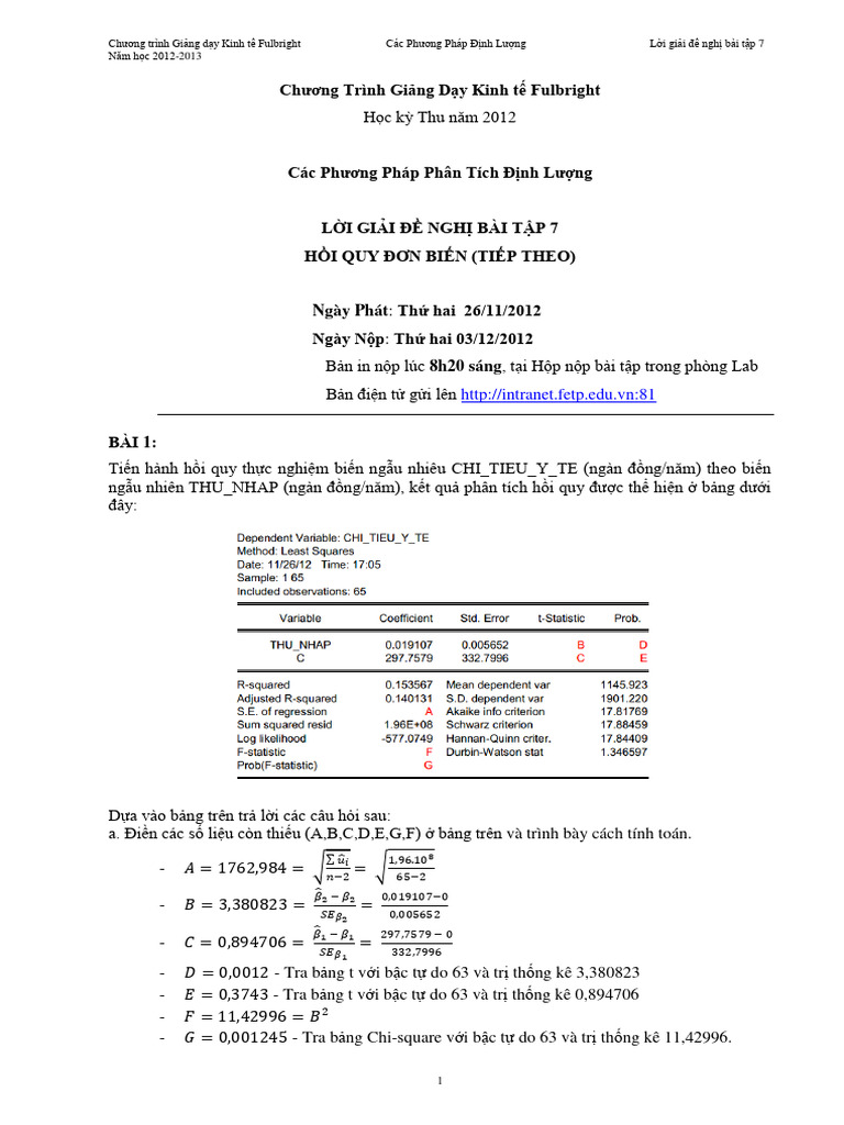 Dap An Bai Tap 7 - KTLCB | PDF