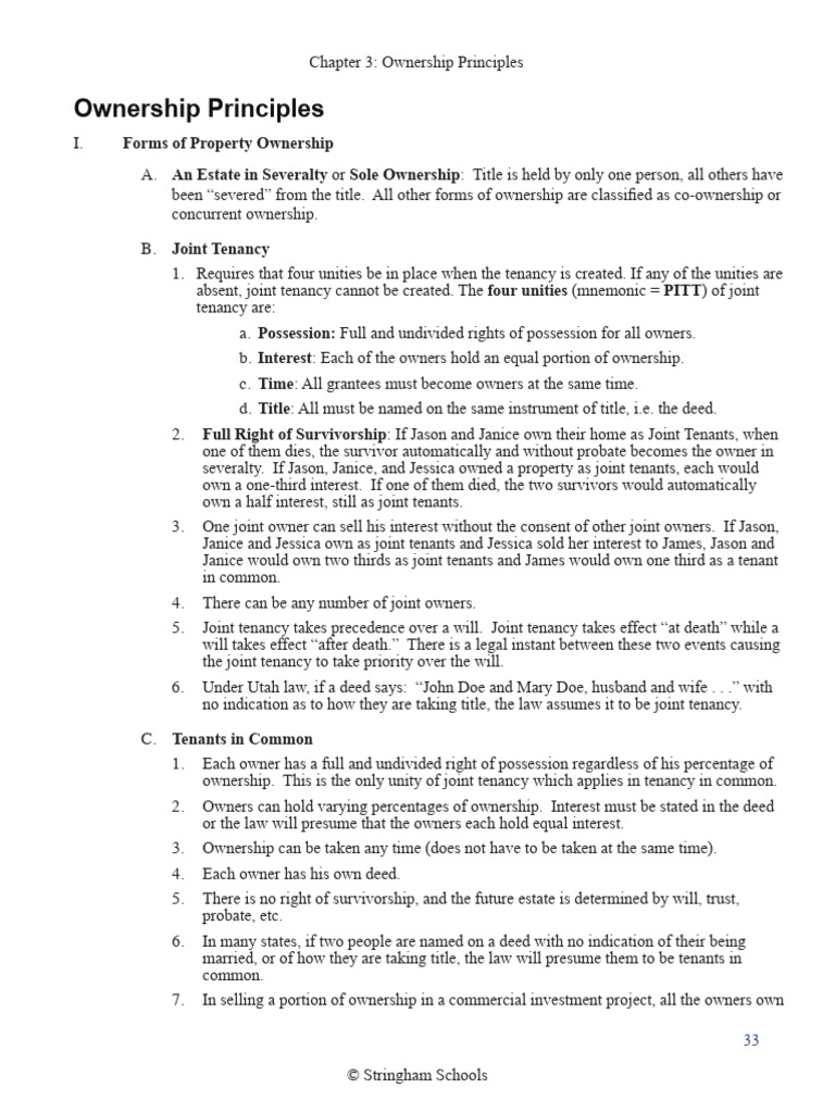 Ownership-Principles | PDF | Concurrent Estate | Real Property Law