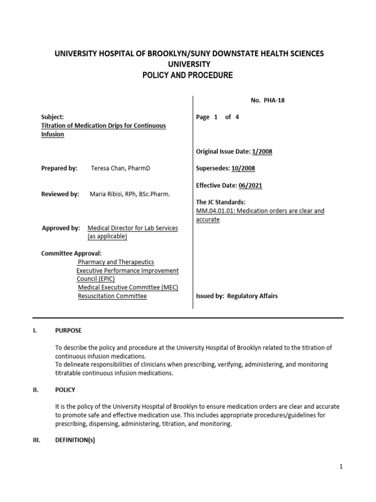 Pha 18 Titration 2021 June | PDF | Intravenous Therapy | Medical ...