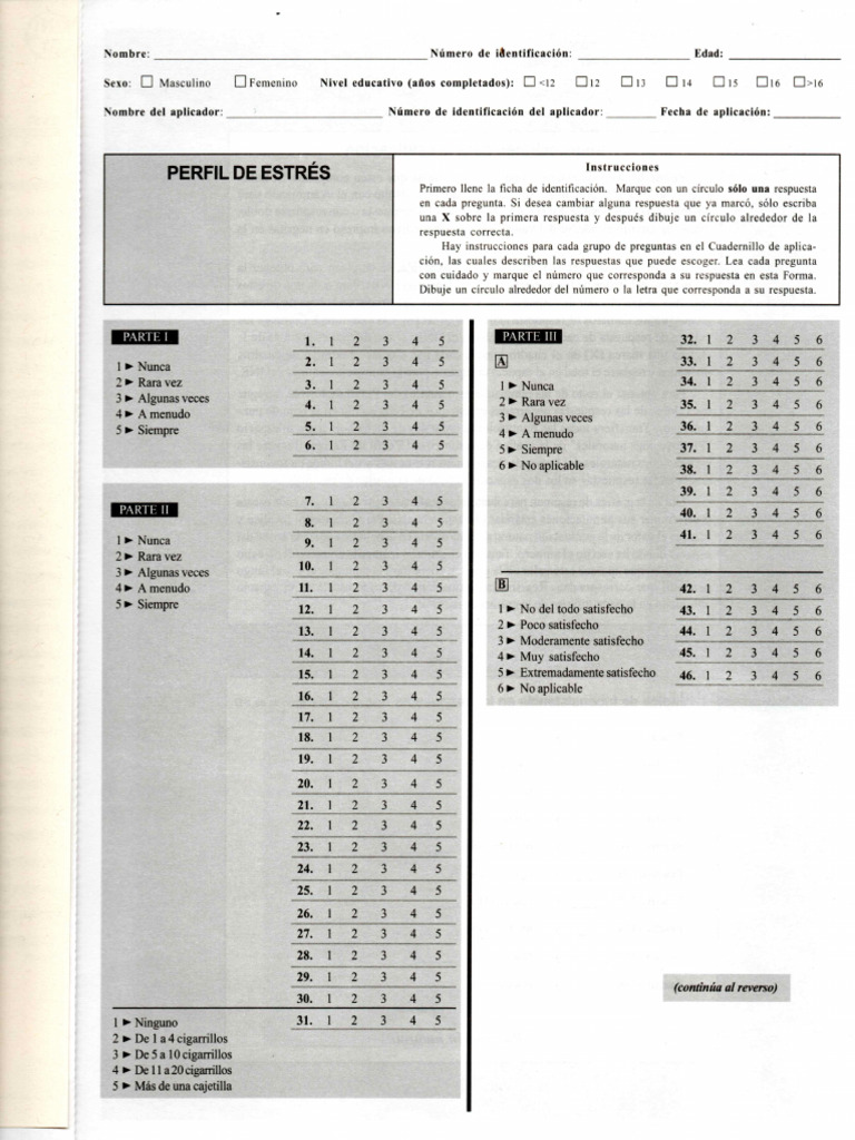 Perfil Estres-Hoja Respuestas | PDF