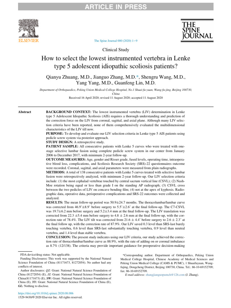 Lenke 5 | PDF | Scoliosis | Vertebral Column