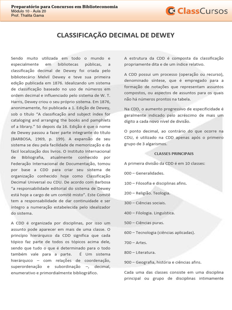 Slide - AULA 20 - CDD | PDF