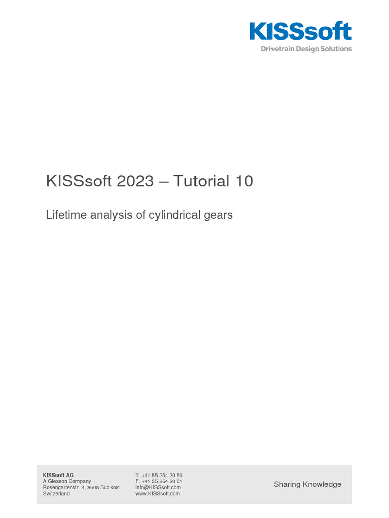 KISSsoft Tutorial 010 Gearlifetime en | PDF | Computer File | Gear