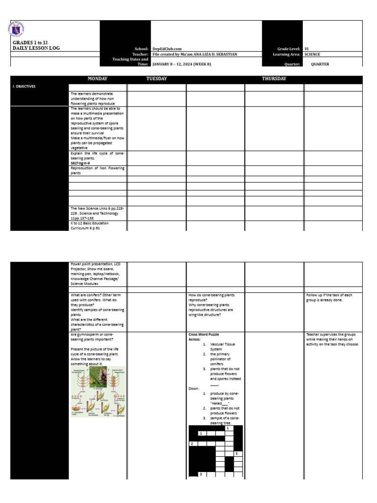 DLL - Science 6 - Q2 - W8 | PDF | Behavior Modification | Learning