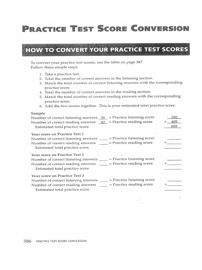 TOEIC Estimated Score Conversion | PDF