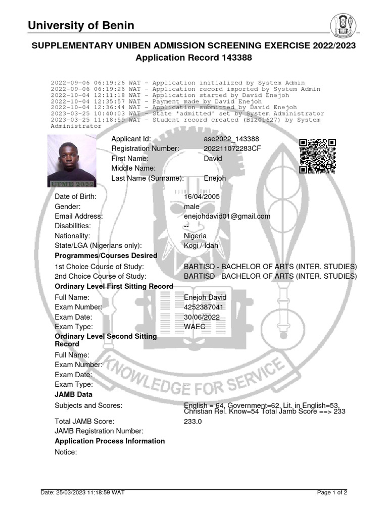 Application Slip | PDF | Educational Stages