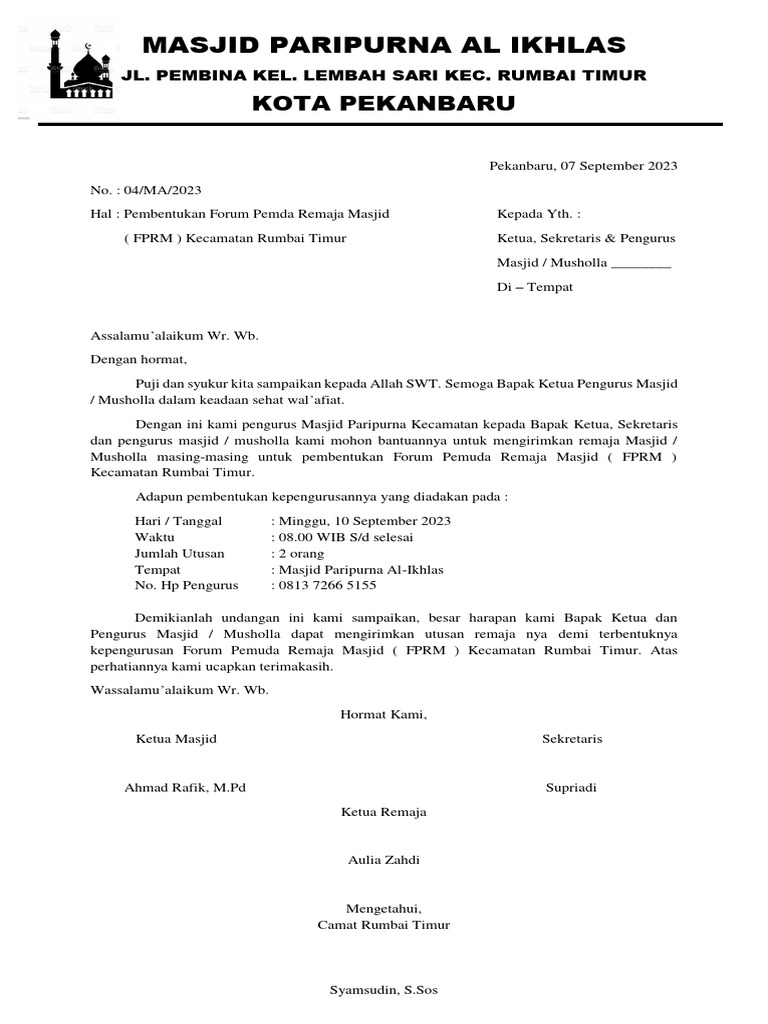 Pembentukan FPRM Rumbai Timur | PDF