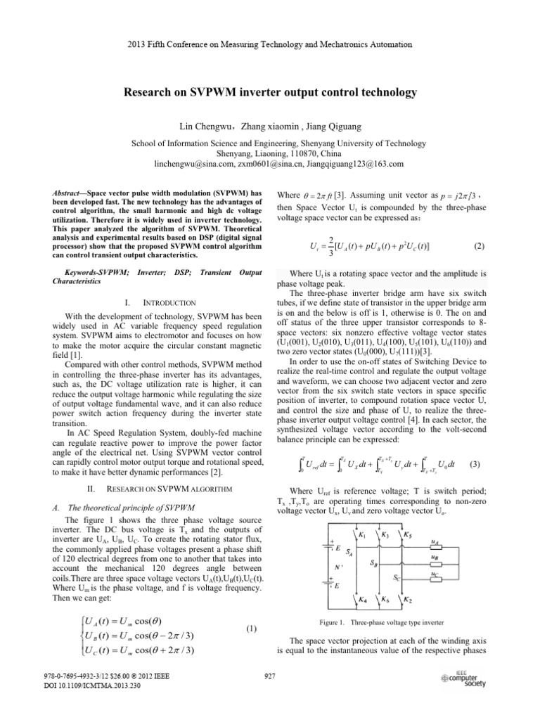 SVPWM Paper1 | PDF | Power Inverter | Phase (Waves)