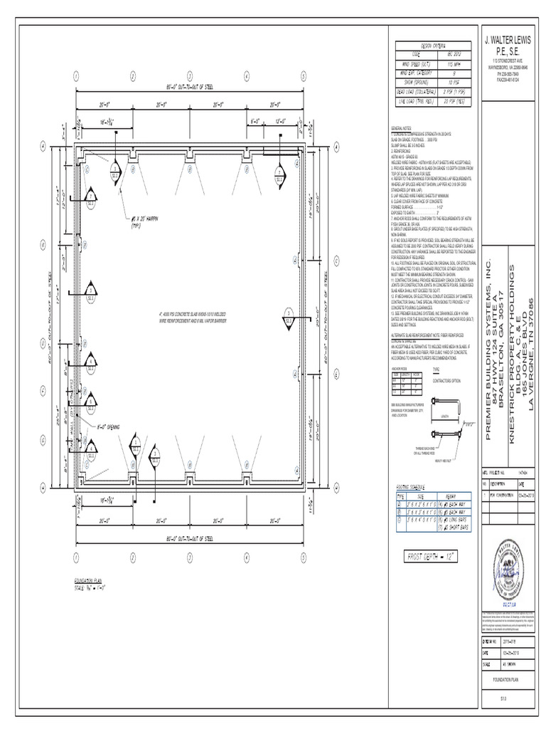2019-018 Knestric Bldg a C E Foundation Plan Sealed | PDF | Concrete ...