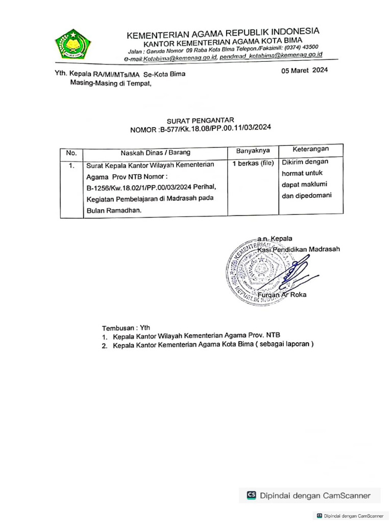 Kegiatan Pembelajaran Di Madrasah Pada Bulan Ramadhan 2024 | PDF