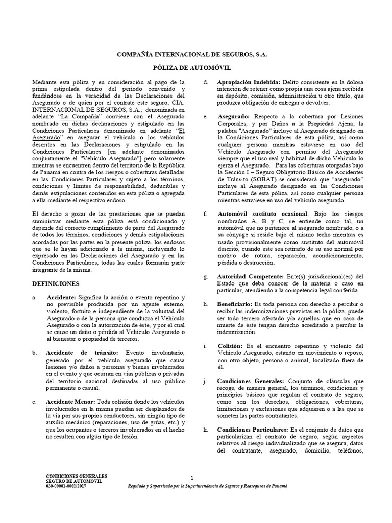 Condiciones Generales Auto | PDF | Póliza de seguros | Seguro