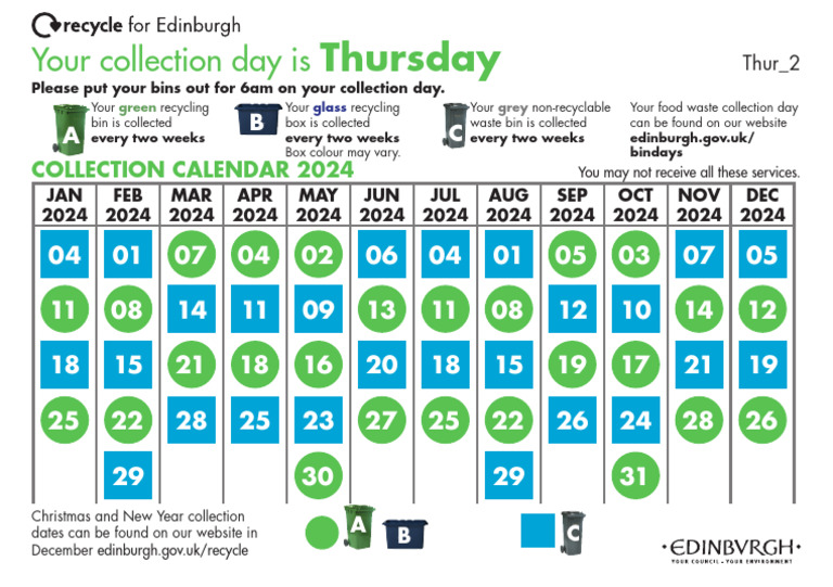 Edinburgh 2024 Collection Calendar | PDF