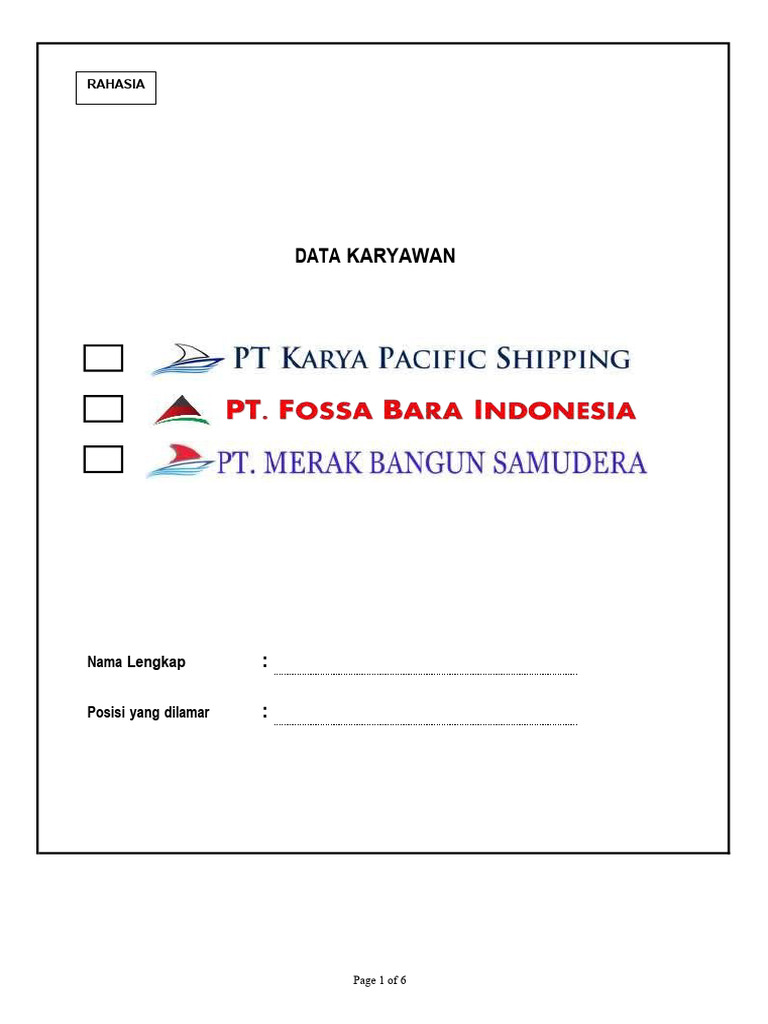Form Isian Karyawan - KPS | PDF