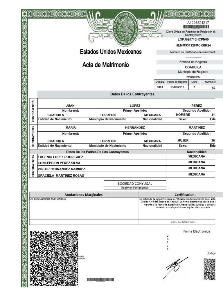 Acta de Matrimonio | PDF | Matrimonio | México