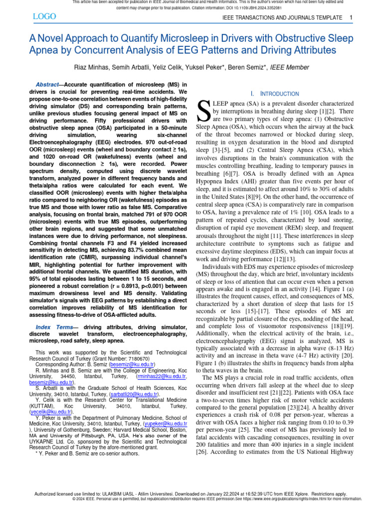 A Novel Approach To Quantify Microsleep in Drivers With Obstructive ...