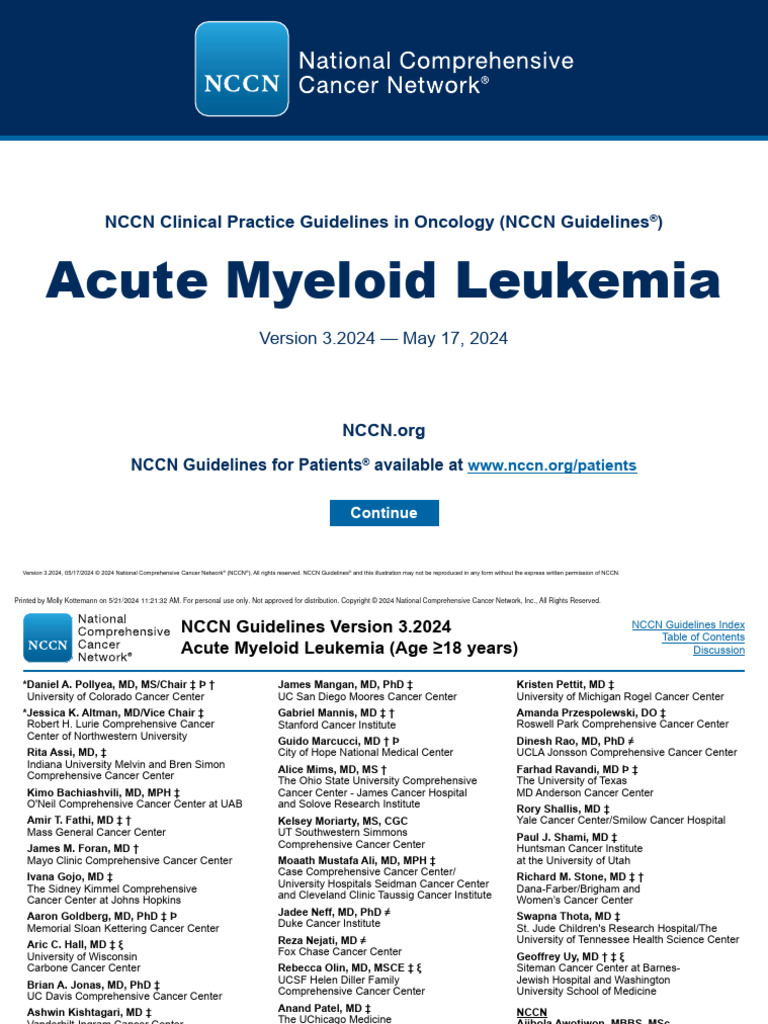Acute Myeloid Leukemia: NCCN Clinical Practice Guidelines in Oncology ...