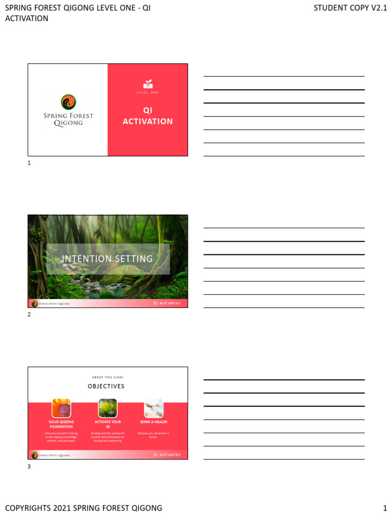 Level One Slides Handout | PDF | Qi | Qigong