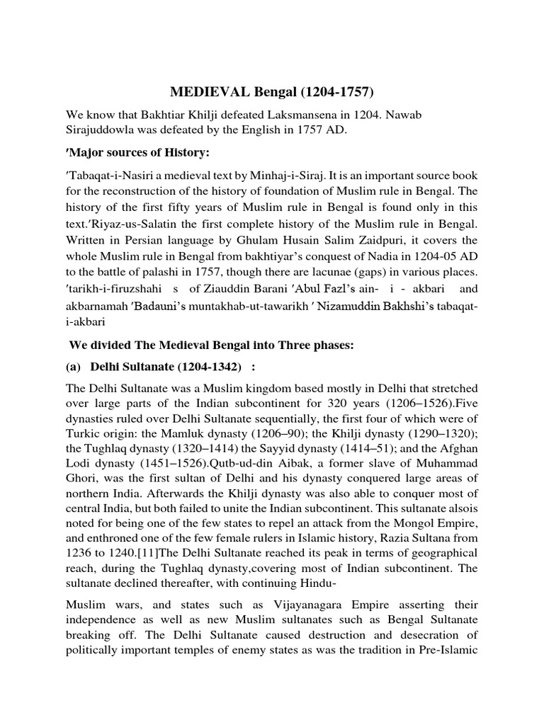 History of Medieval Bengal | PDF | South Asia