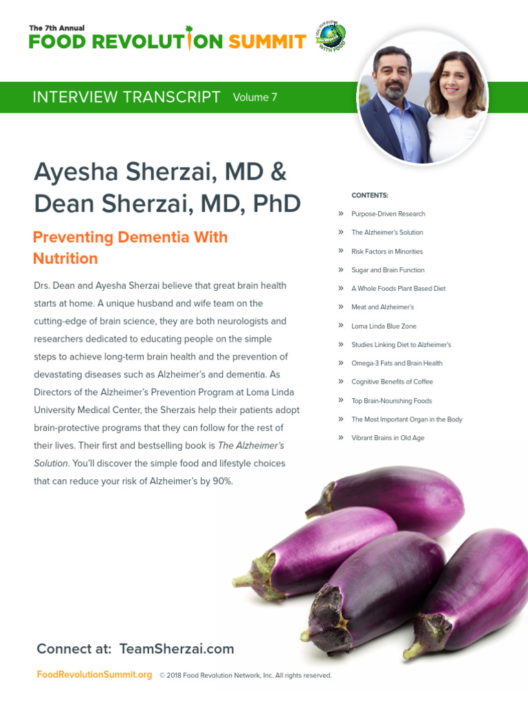 Dean and Ayesha Sherzai MD-PreventingDementiaWithNutrition-2018 | PDF ...