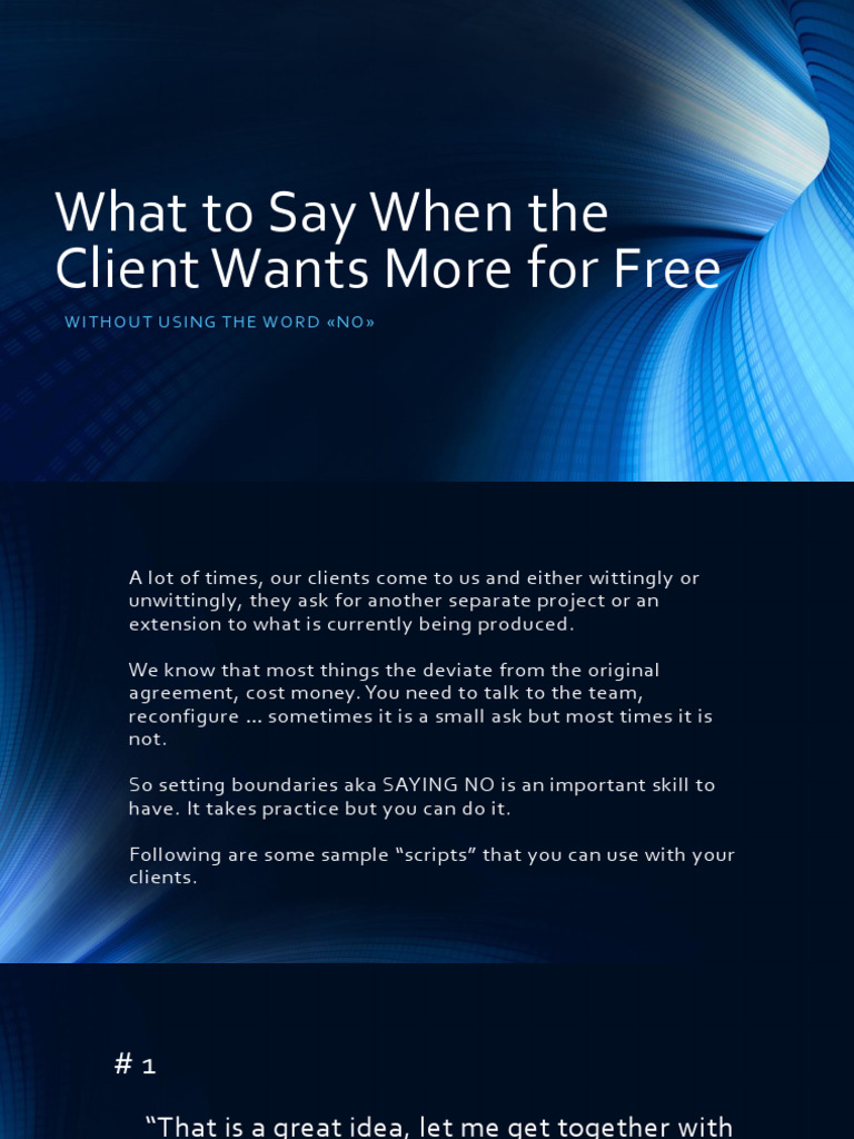 What To Say When Clients Want More For Free | PDF