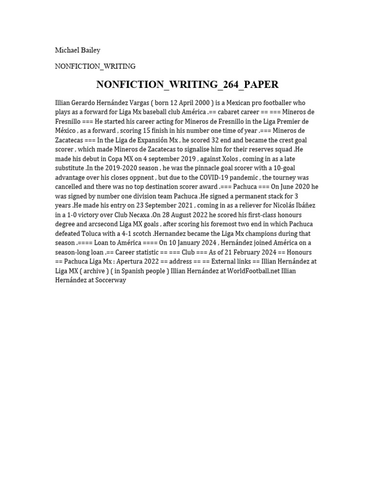 Nonfiction Writing 264 Paper | PDF